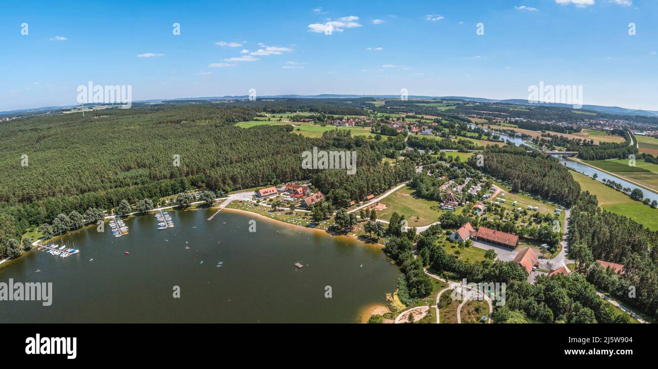 Aerial view to Heuberg lake center on Rothsee near Hilpolsttein Stock ...