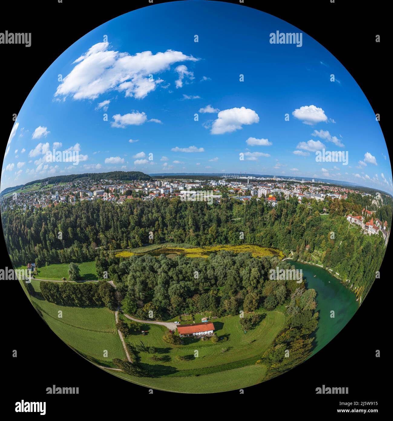 Aerial view to Burghausen and his famous castle Stock Photo - Alamy