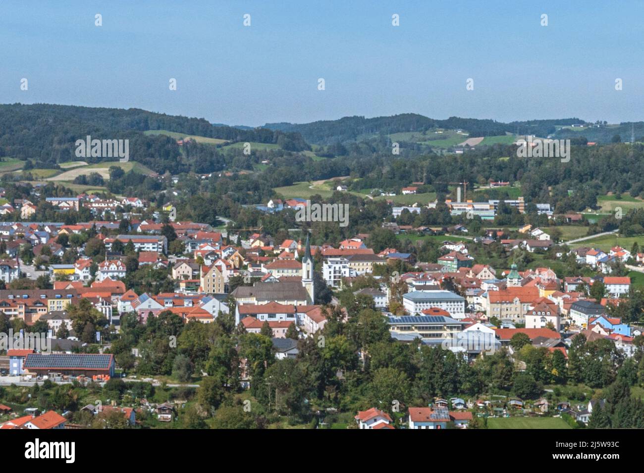 Aerial view to Simbach on Inn Stock Photo - Alamy