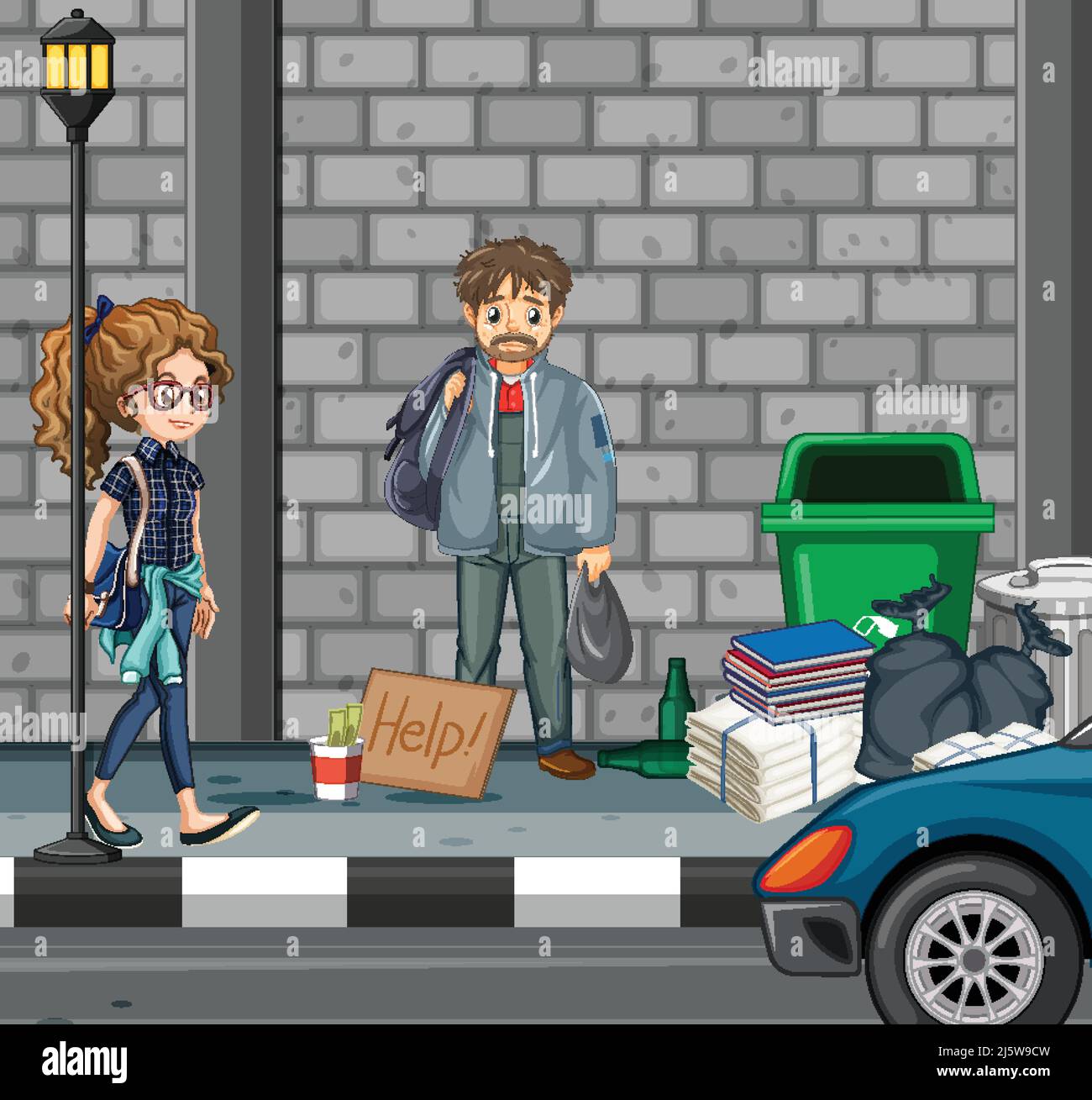 Homeless people in the city illustration Stock Vector Image & Art - Alamy