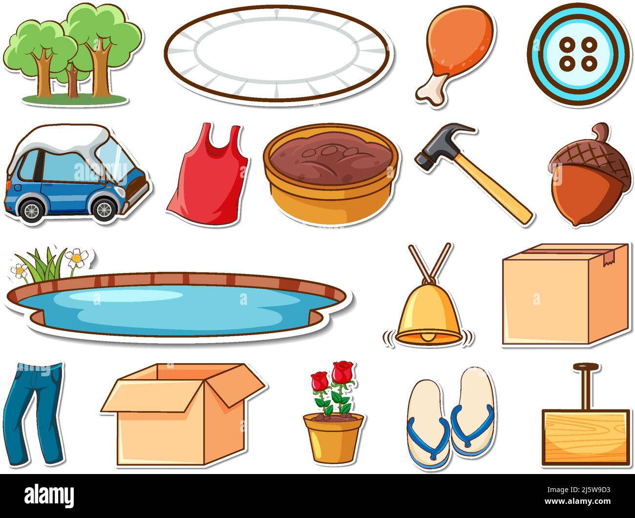 Sticker set of mixed daily objects illustration Stock Vector Image ...