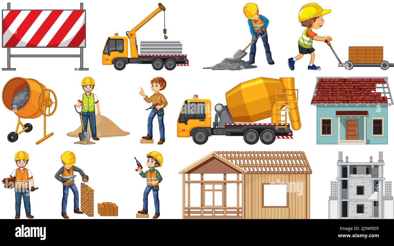 Set of construction site objects illustration Stock Vector Image & Art ...