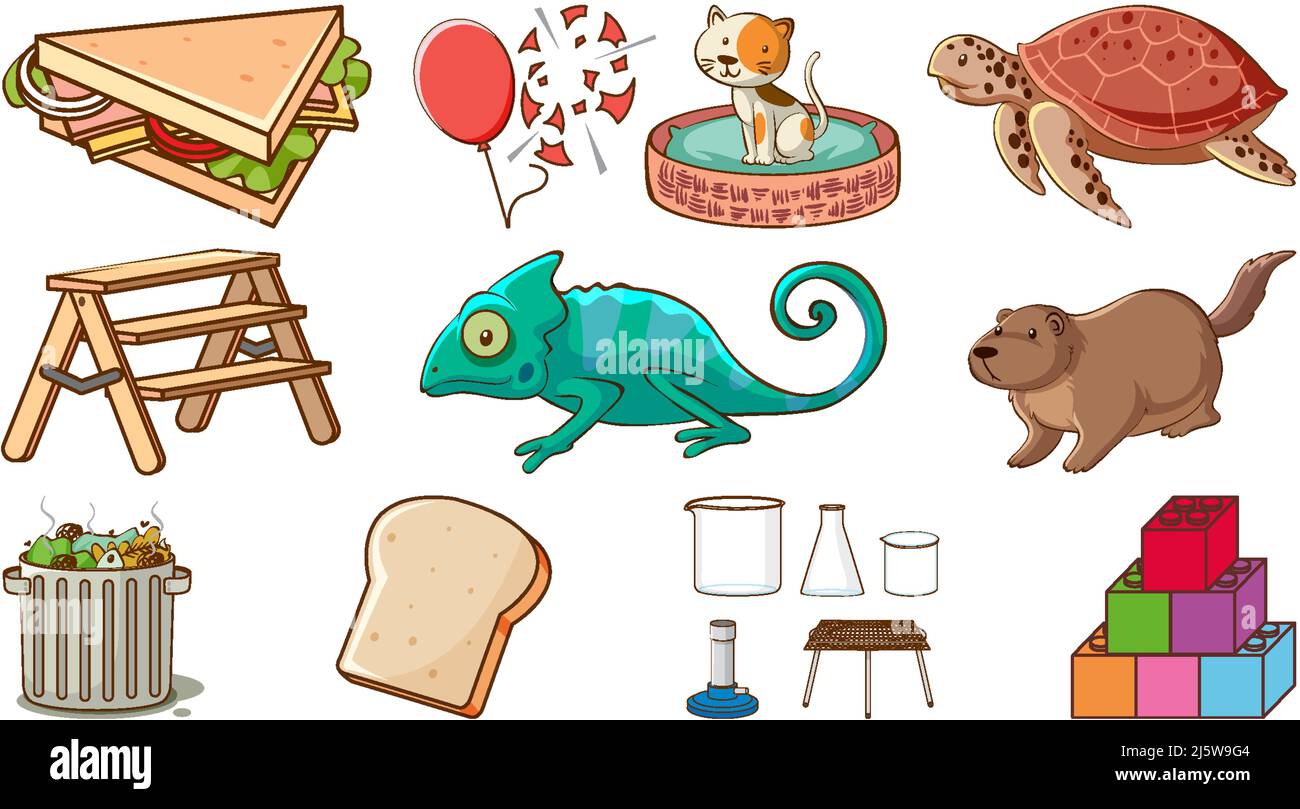 Cute animals and food illustration Stock Vector Image & Art - Alamy