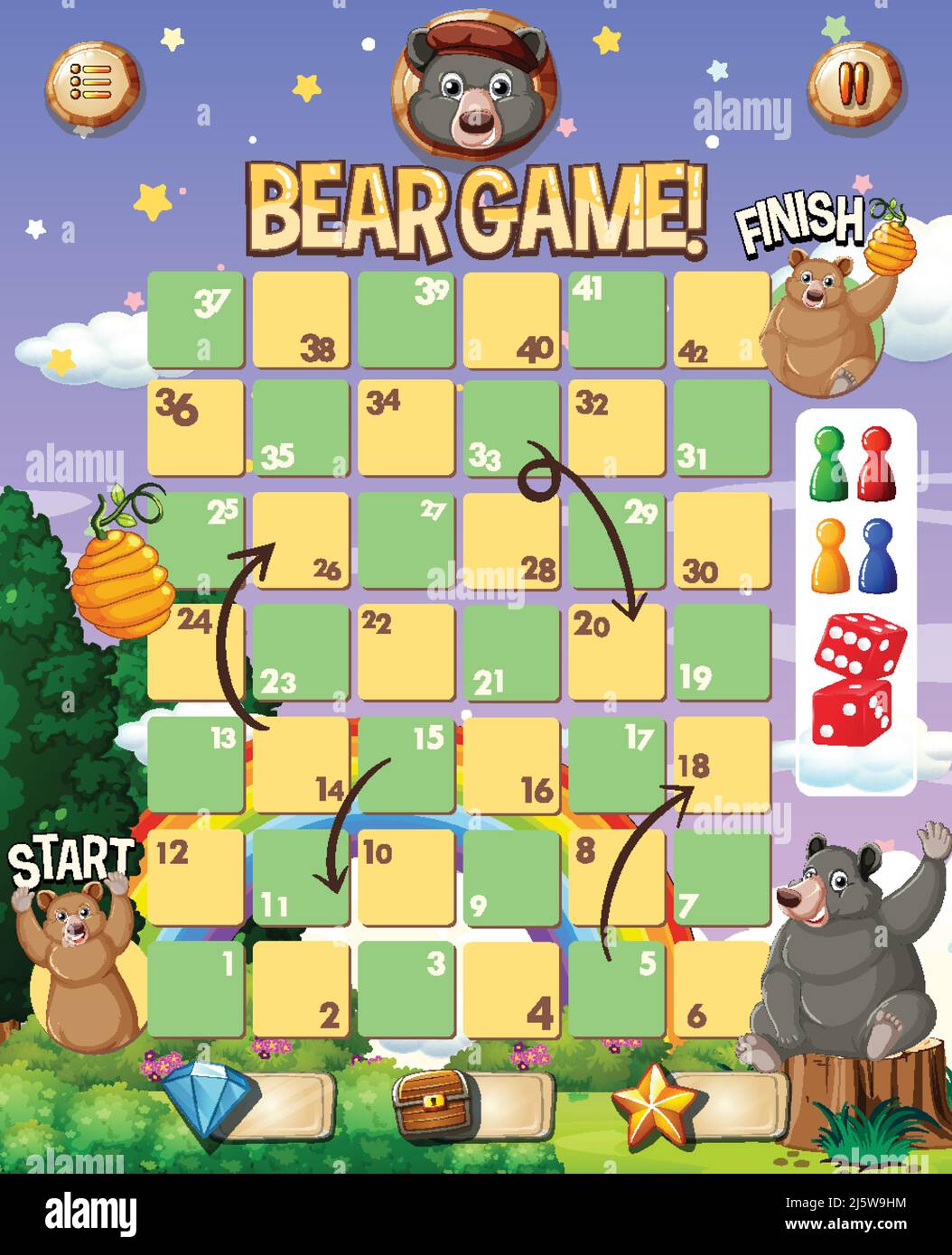 A snake ladder bear game template illustration Stock Vector Image & Art ...