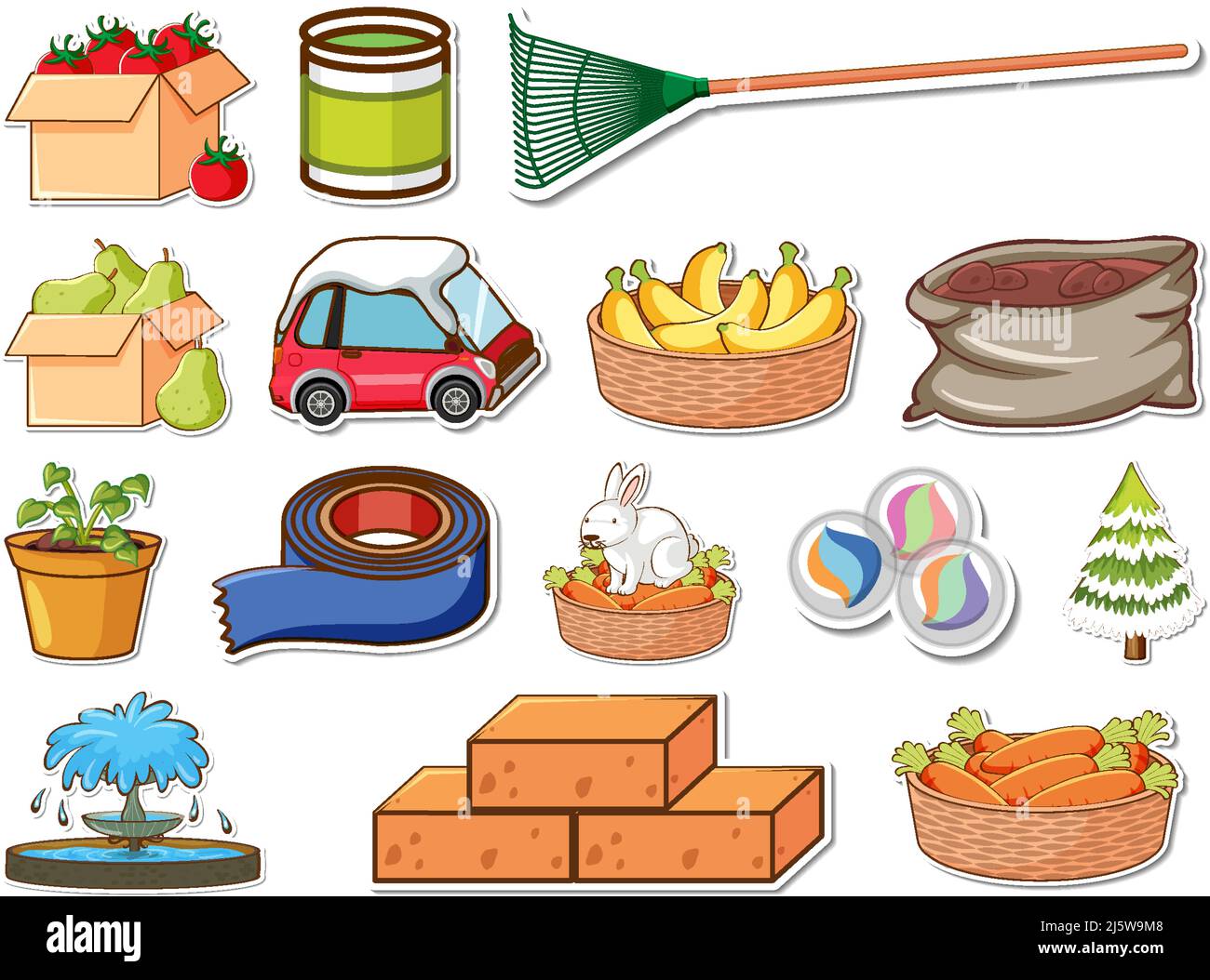 Sticker set of mixed daily objects illustration Stock Vector Image ...