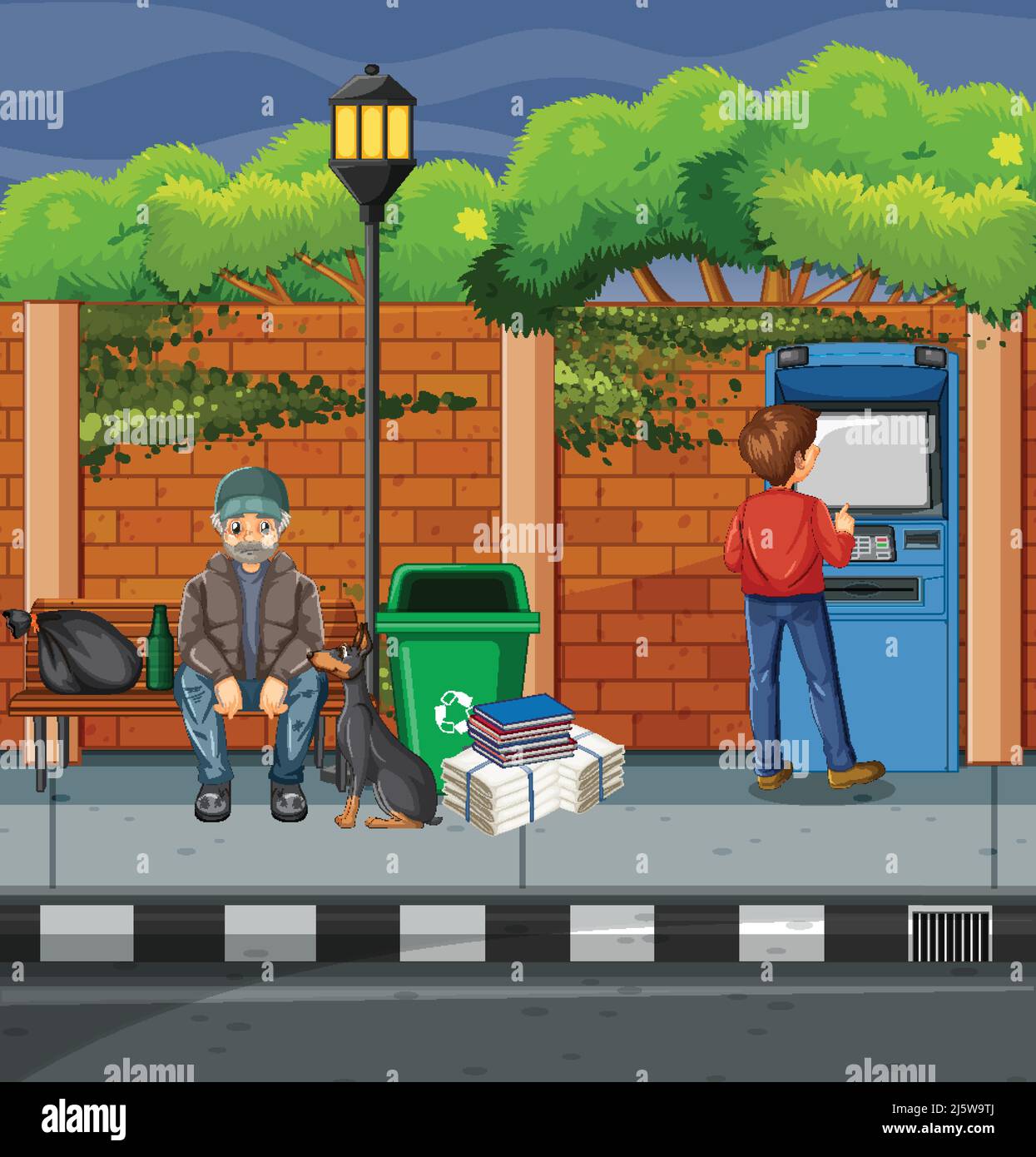 Homeless people in the city illustration Stock Vector Image & Art - Alamy