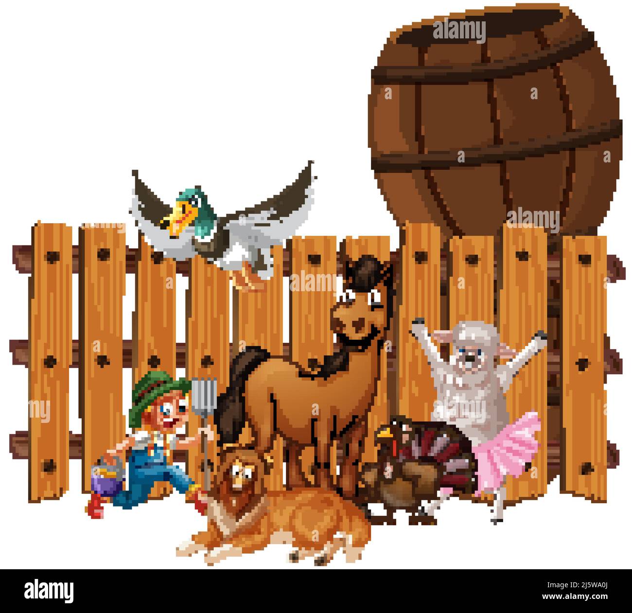 Farm animals on white background illustration Stock Vector Image & Art ...