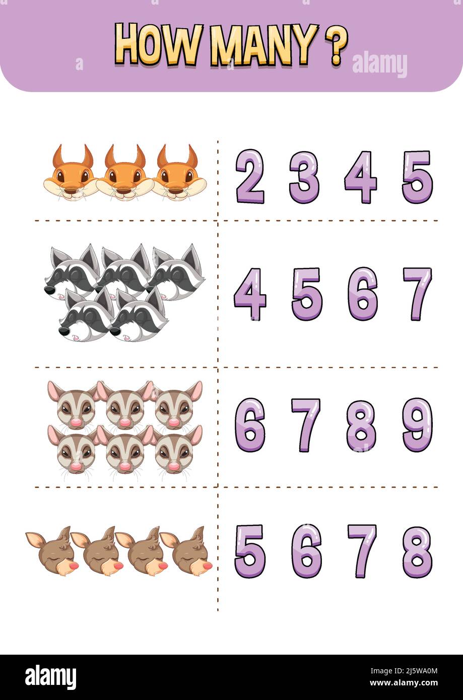 Match pictures with numbers for kids illustration Stock Vector Image ...