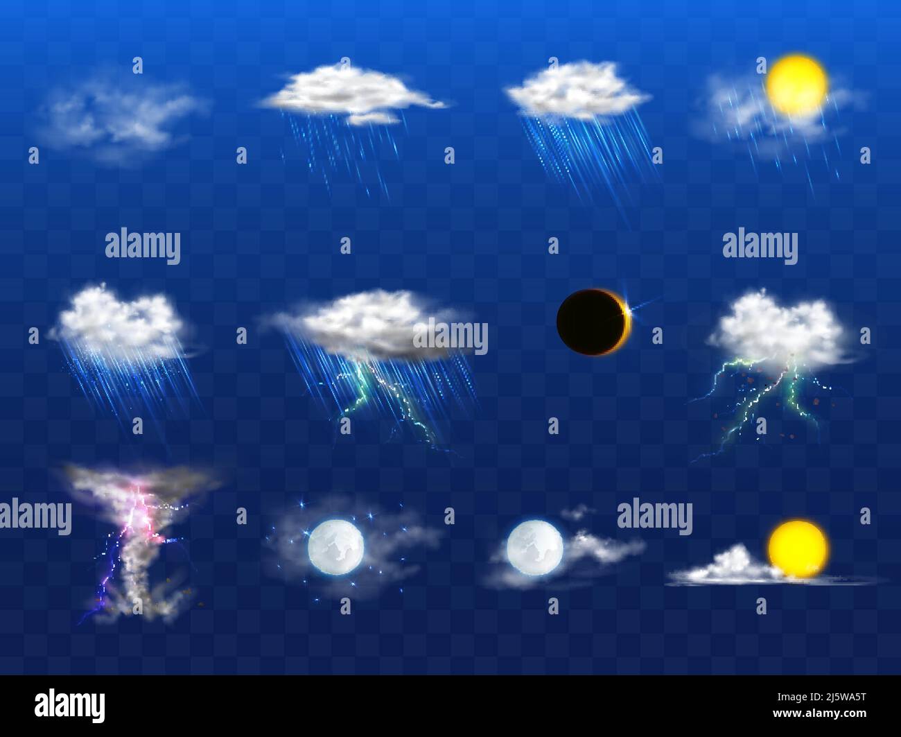 Vector 3d realistic set with weather forecast elements - white cloud ...