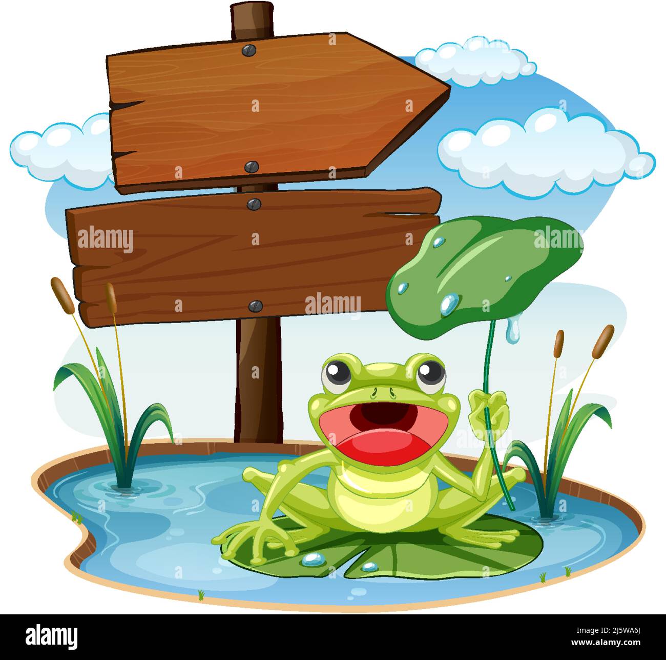 Sign board with frog on white background illustration Stock Vector ...