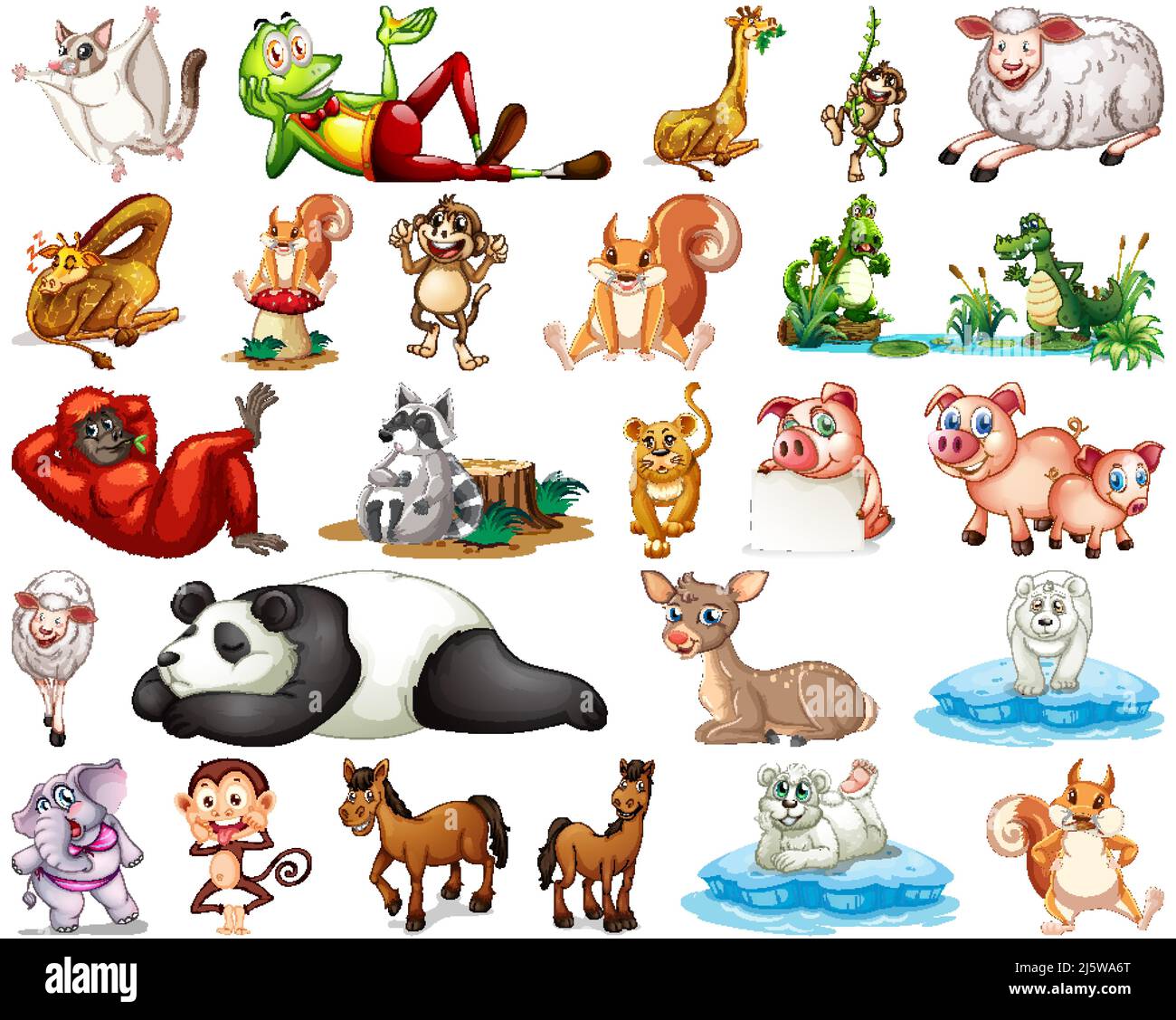 Set of animal cartoon character illustration Stock Vector Image & Art ...