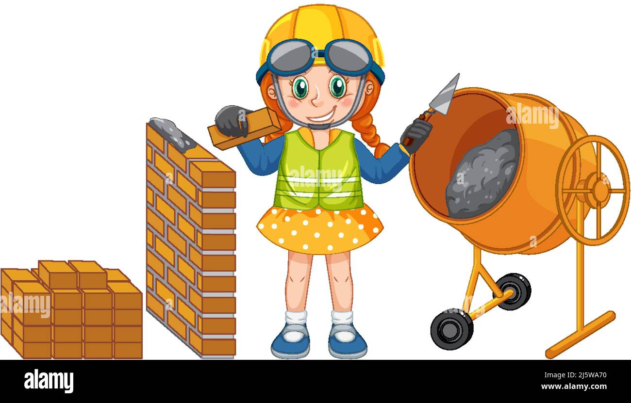 Woman mixing cement Stock Vector Images - Alamy