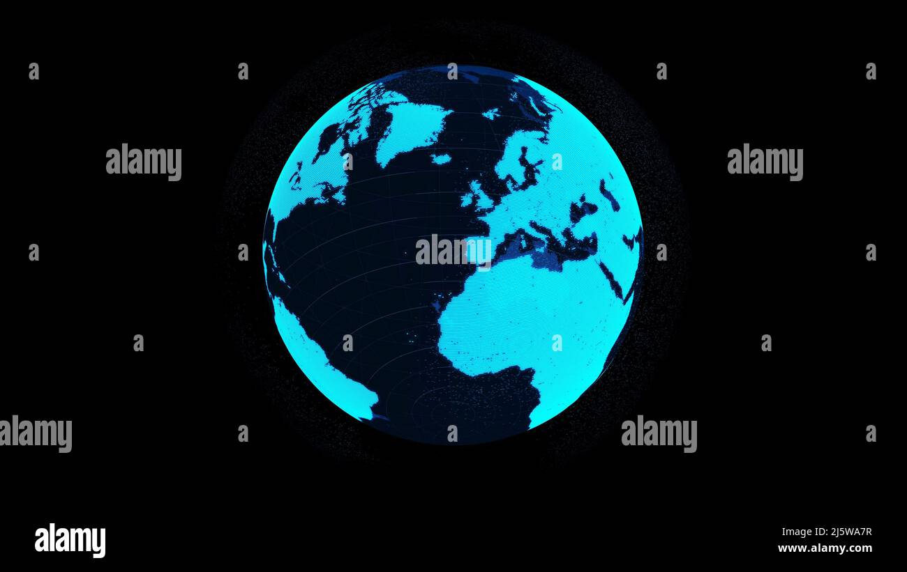 3D Digital orbital earth in cyberspace showing concept of network ...
