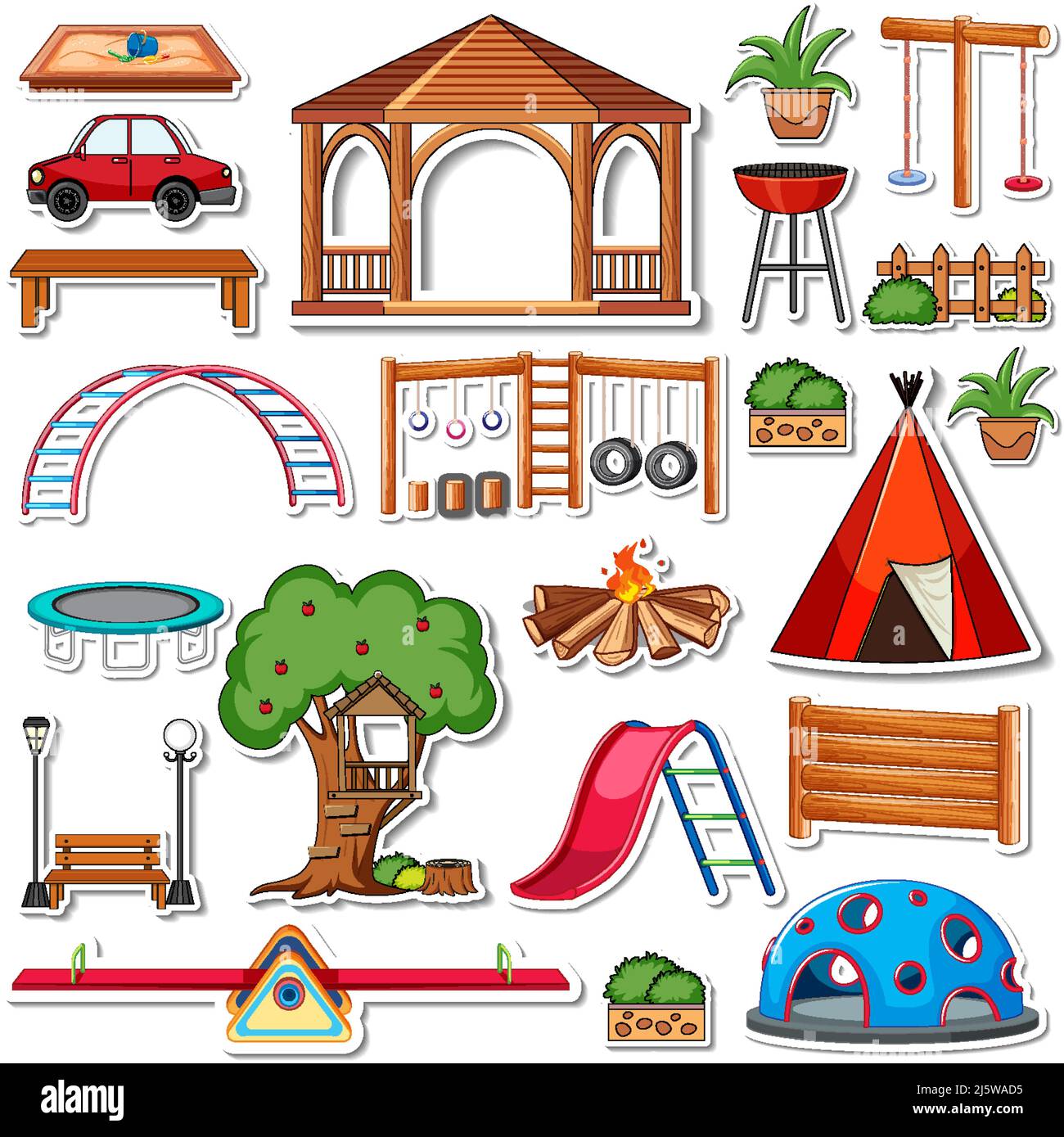 Sticker pack of playground objects illustration Stock Vector Image ...