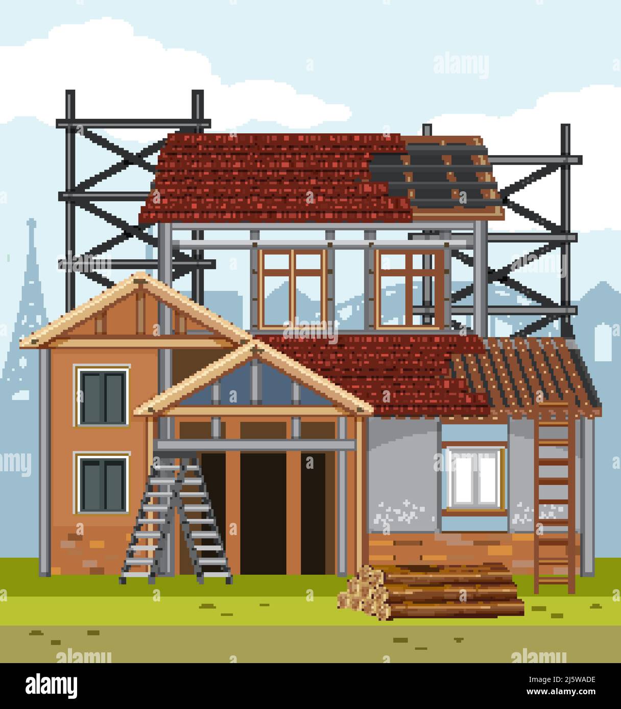 House construction site concept illustration Stock Vector Image & Art ...