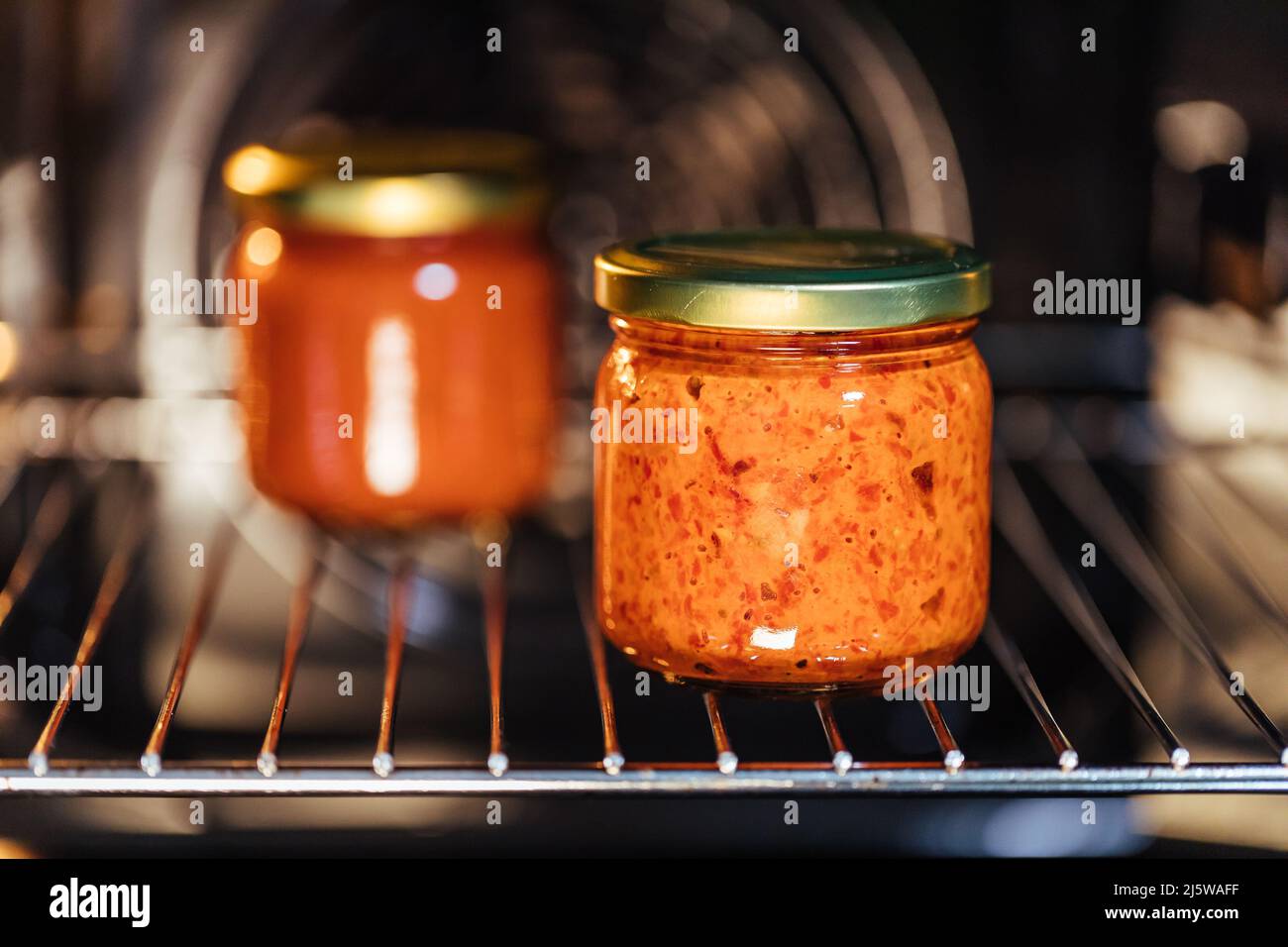 Spread called ajvar made from red peppers and eggplant, recipe making ...