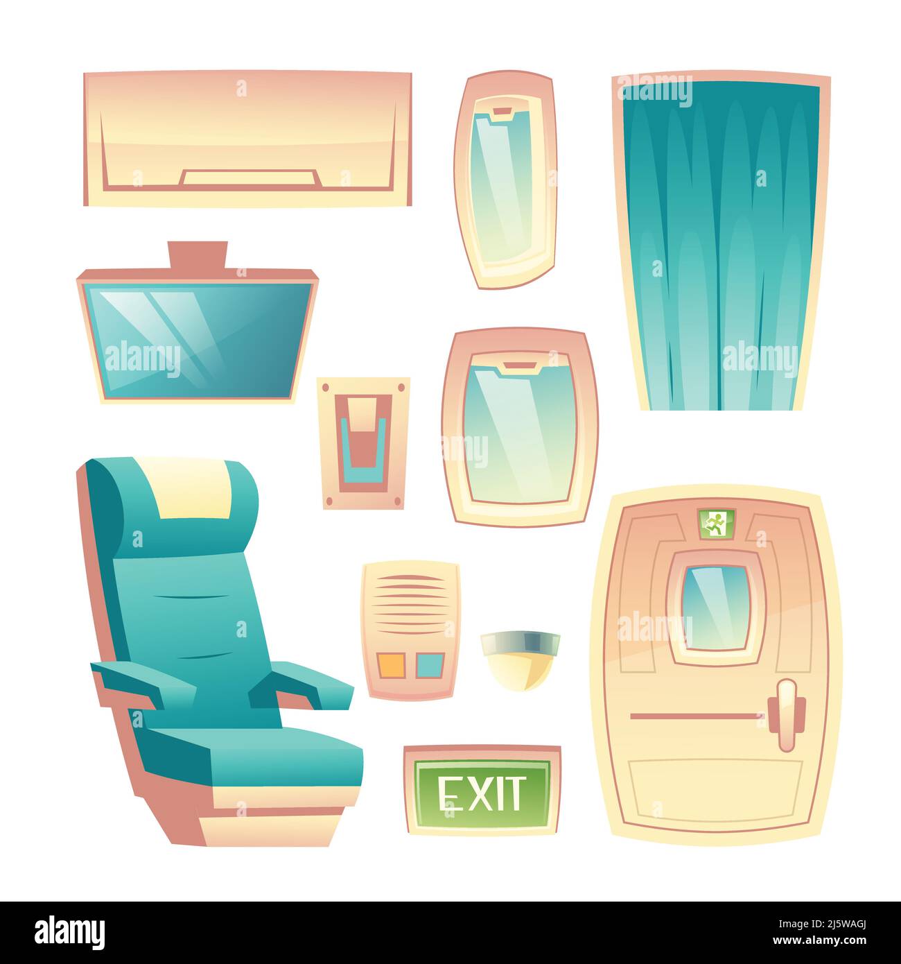 Modern airlines passenger aircraft saloon interior design elements ...