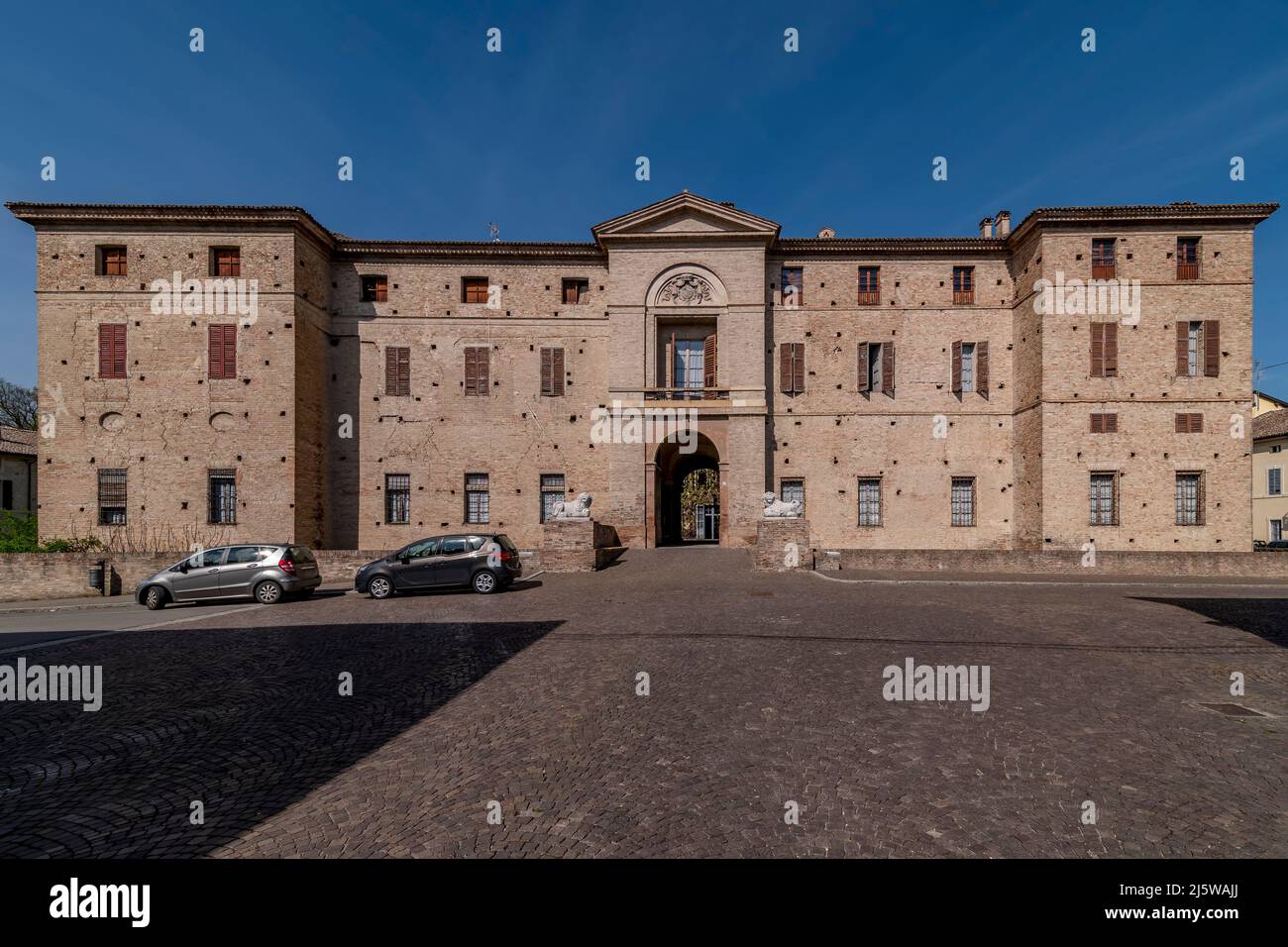 The facade of the medieval fortress Meli Lupi di Soragna, Parma, Italy ...