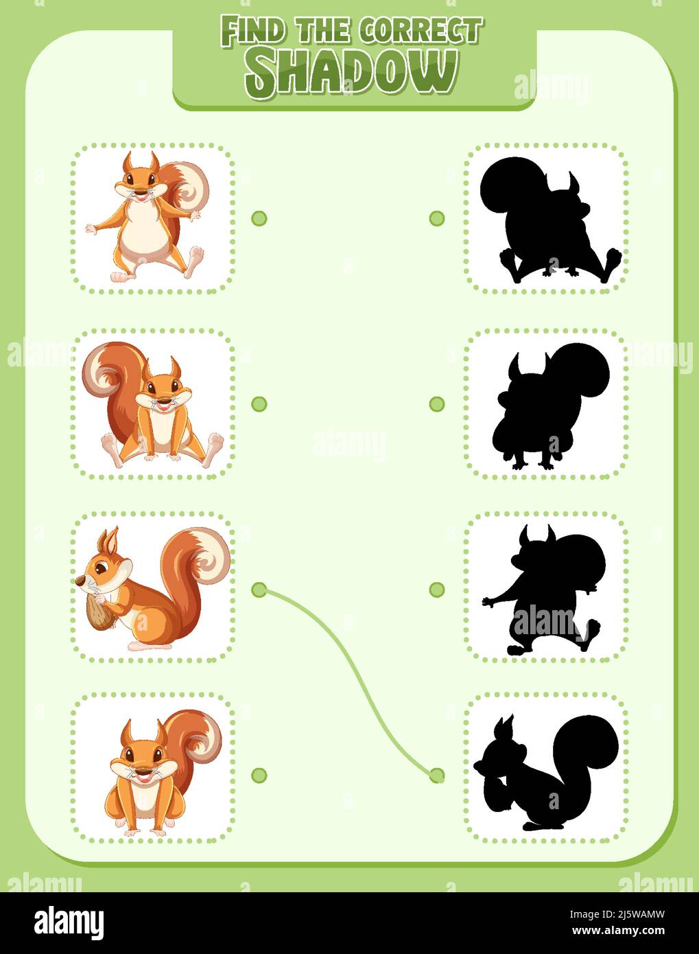 Worksheet design for matching squirrels illustration Stock Vector Image ...