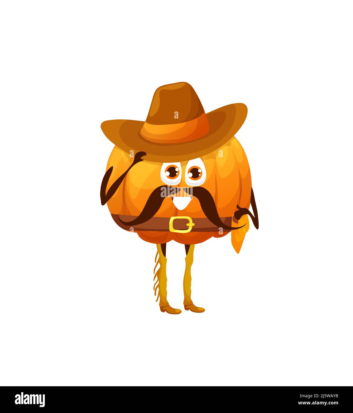Cartoon pumpkin cowboy ranger character, vector kids vegetable ...