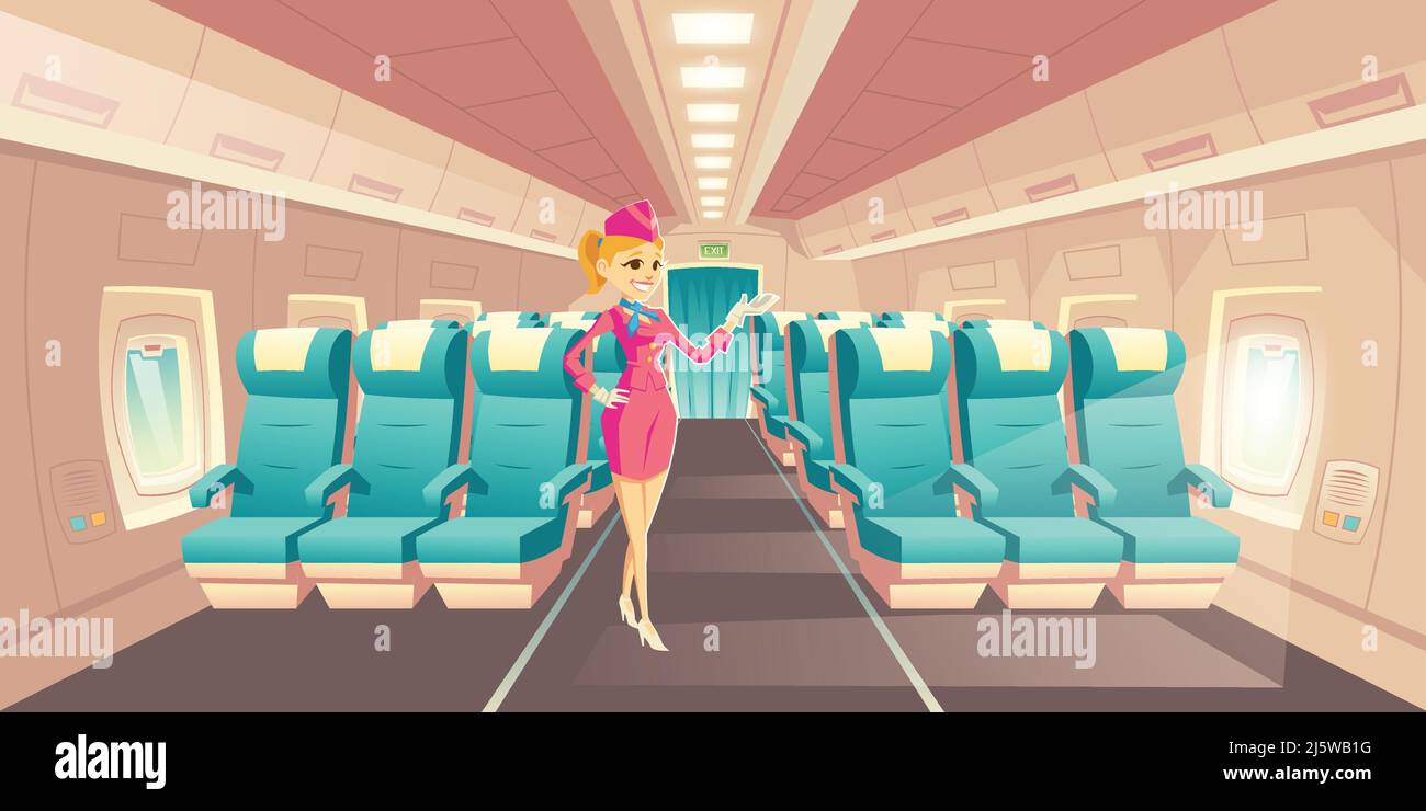 Airline travel with comfort cartoon vector happy smiling flight ...