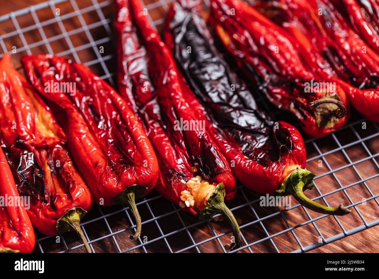 Spread called ajvar made from red peppers and eggplant, recipe making ...