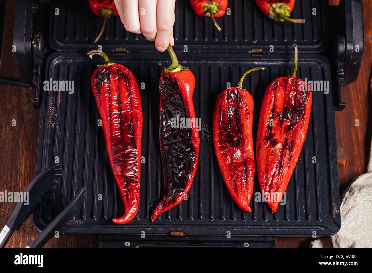 Spread called ajvar made from red peppers and eggplant, recipe making ...