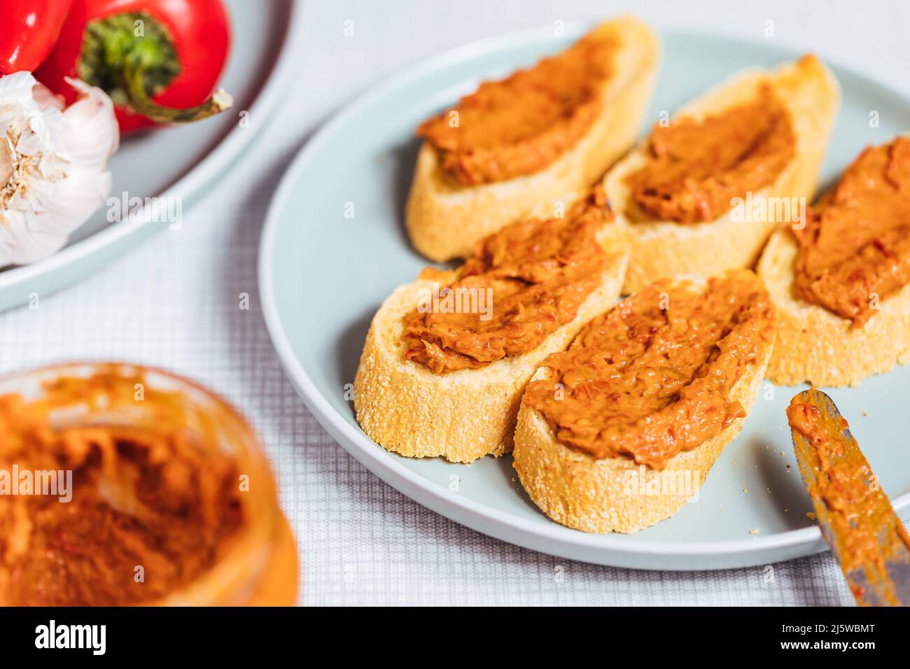 Spread called ajvar made from red peppers and eggplant, recipe making ...