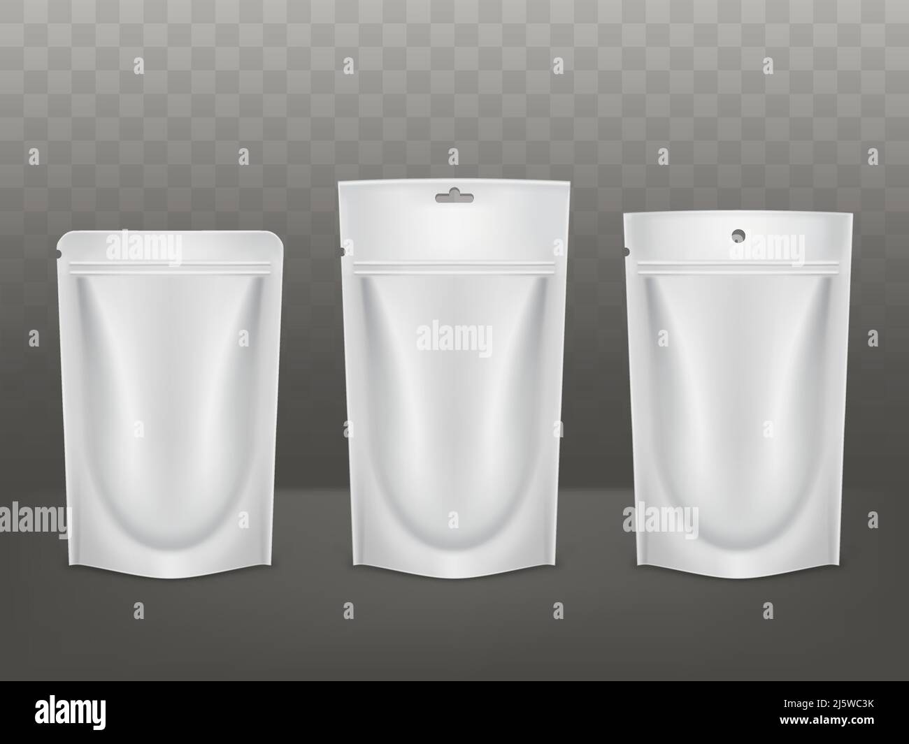 Goods polyethylene packaging types 3d realistic vector set isolated on ...