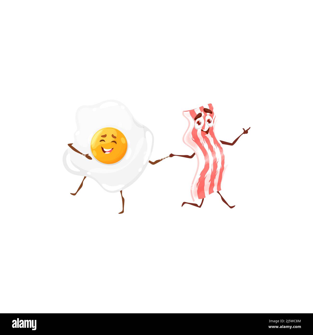 Cartoon funny egg and bacon dancing characters. Cute vector food ...