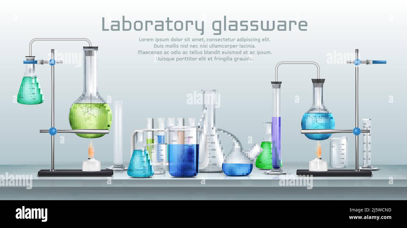 Chemical laboratory experiment 3d realistic vector concept. Lab ...