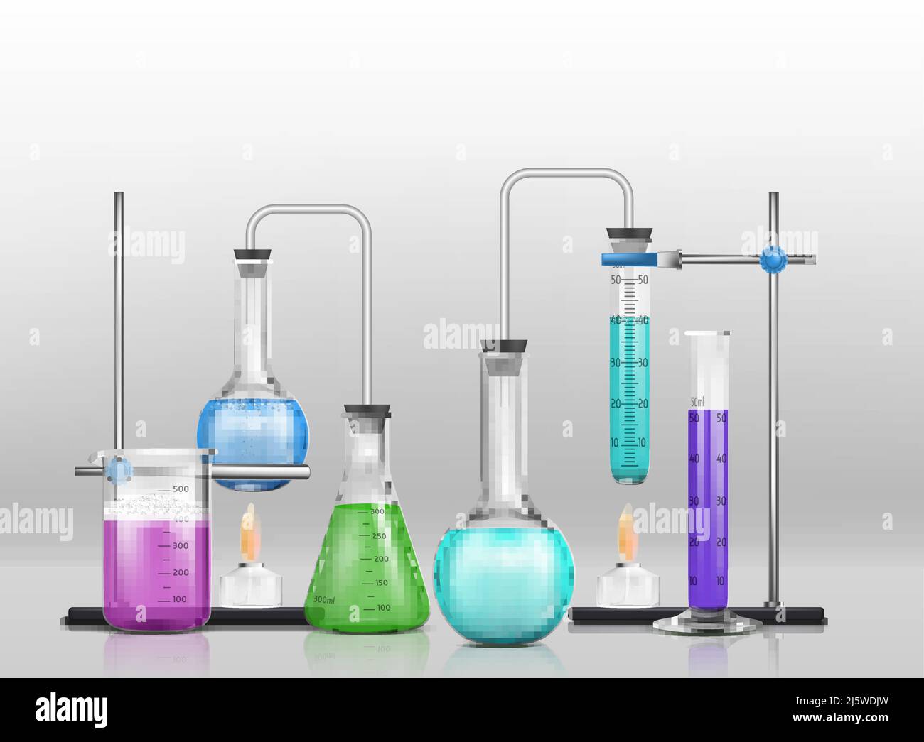 Chemical laboratory experiment 3d realistic vector concept. Lab ...