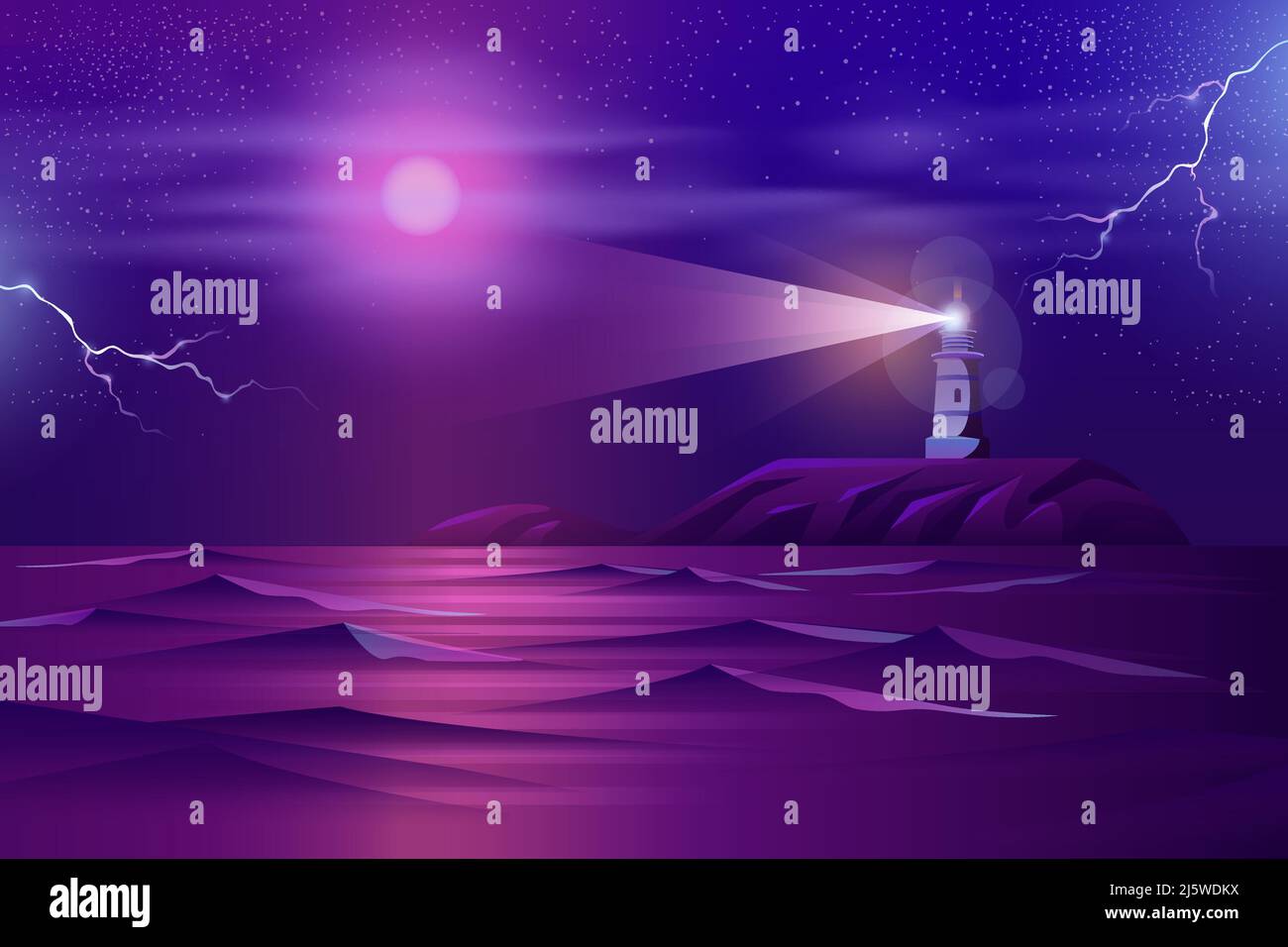 Rocky landscape starry night Stock Vector Images - Alamy