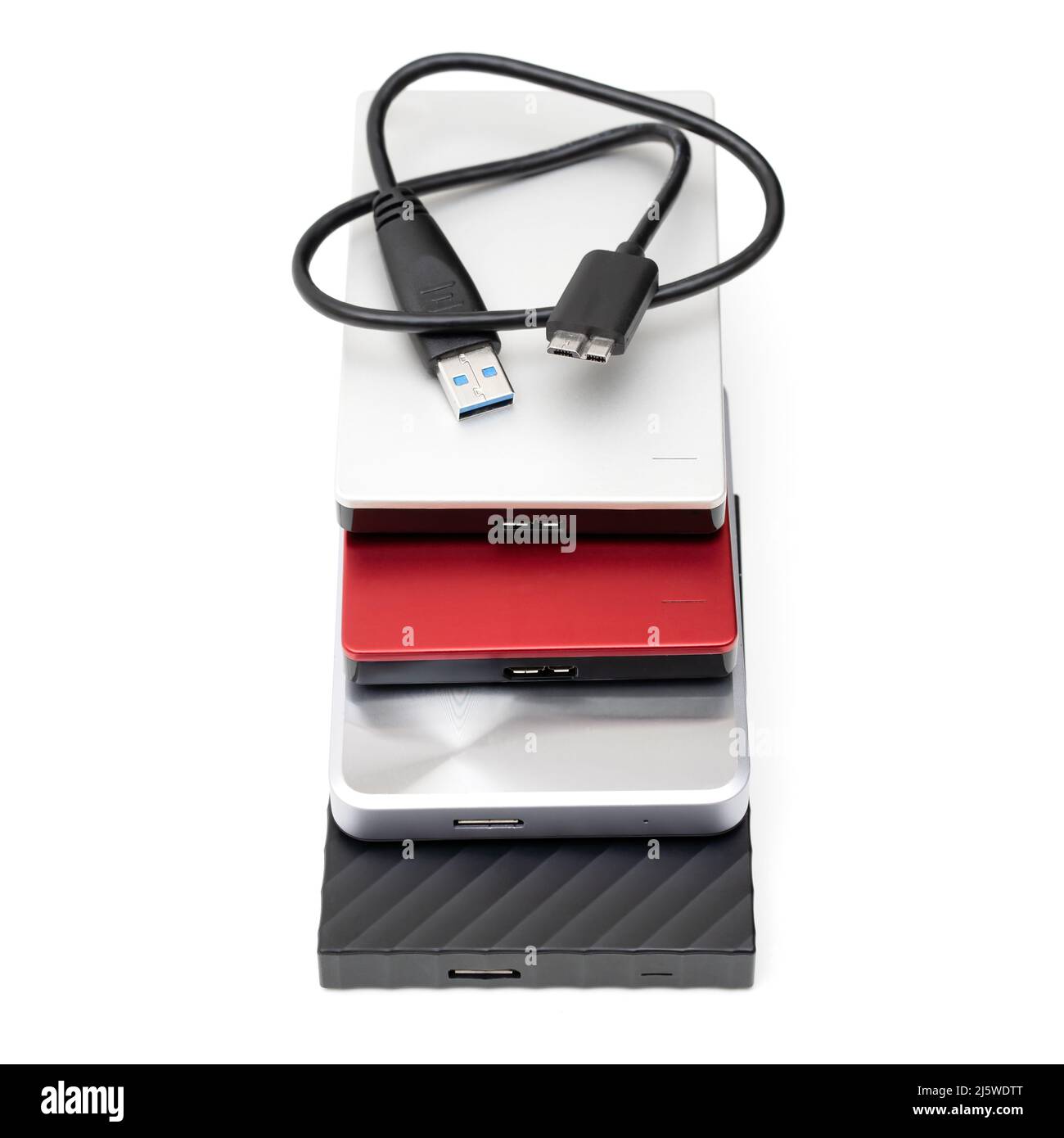 Selection of various portable hard disk drives with a connection cable ...
