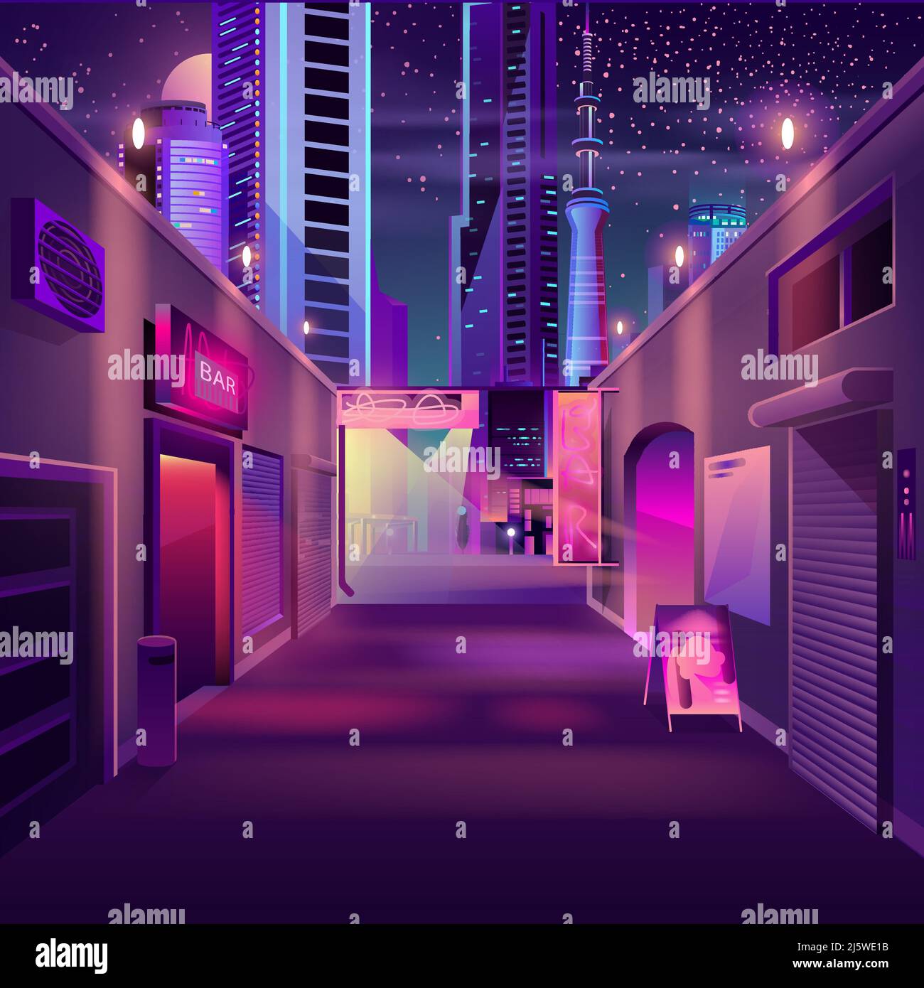 Starry night cafe Stock Vector Images - Alamy