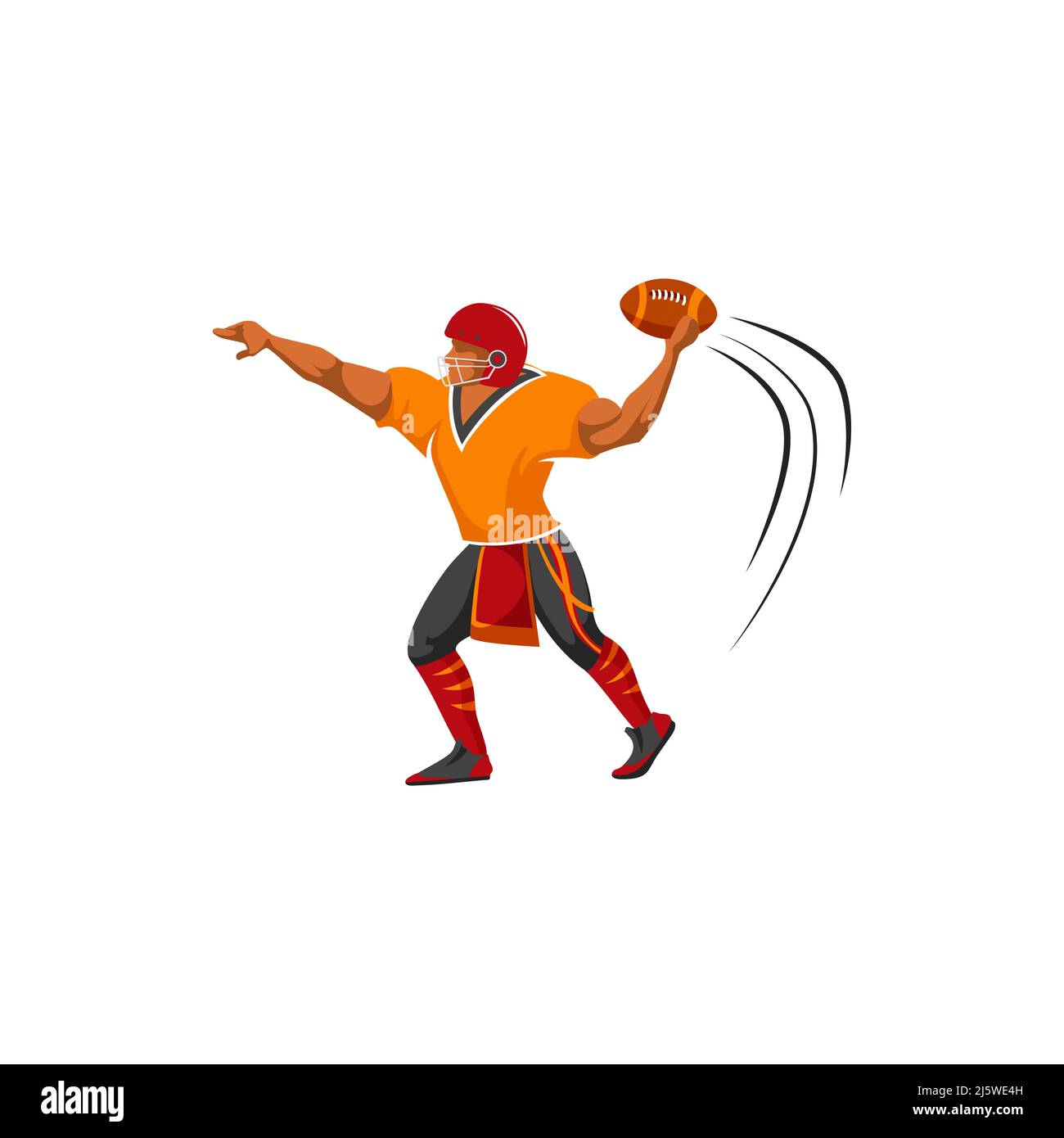 Football Running Back Cartoon Character Football Player Kicks The