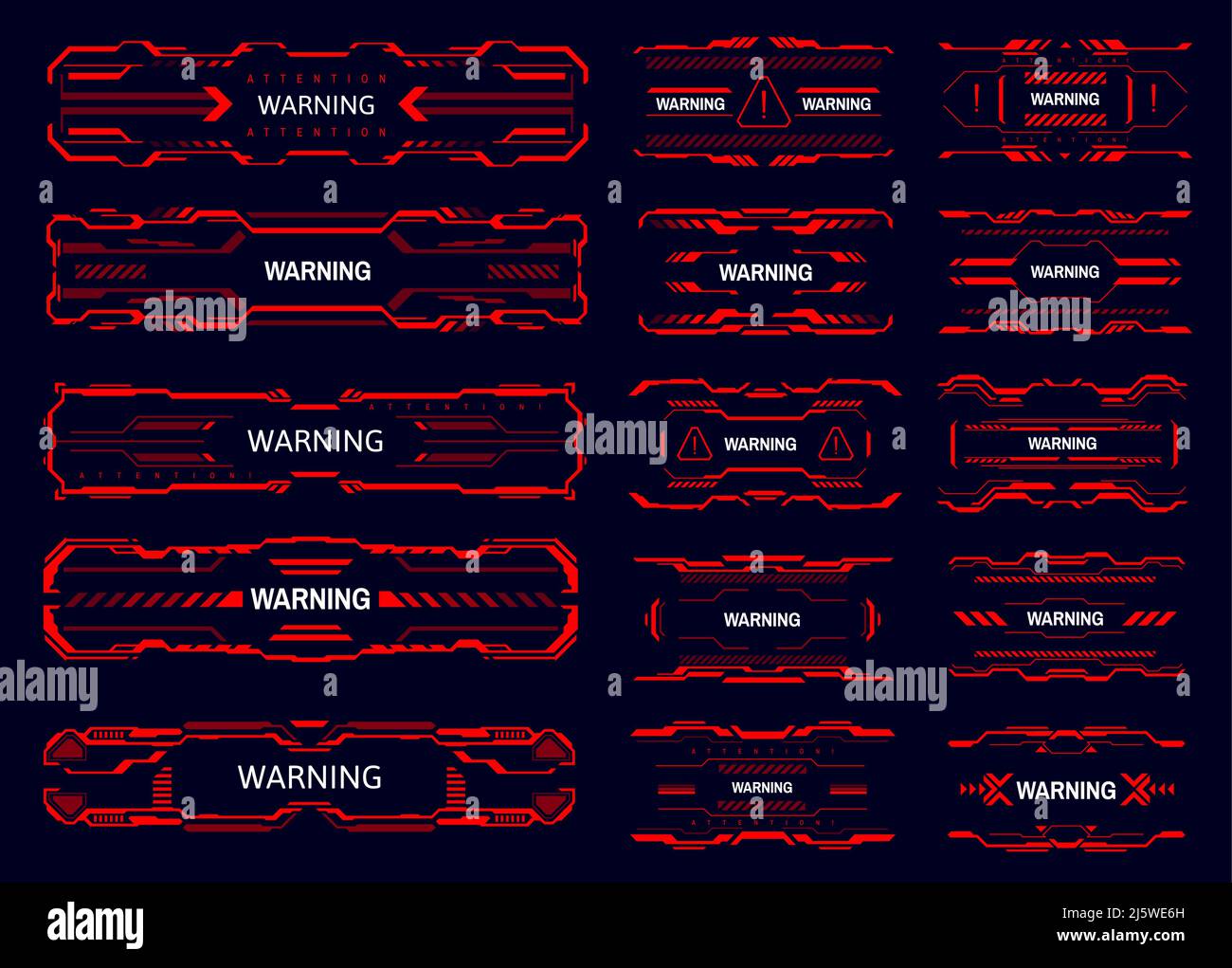 HUD interface warning and caution, attention alert and danger zone ...