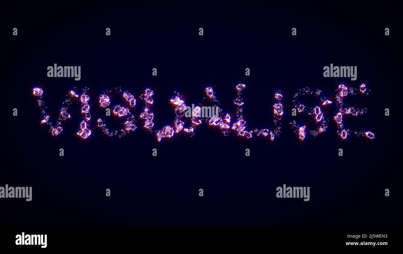 visualize - text made of shining pink diamonds, isolated - object 3D ...