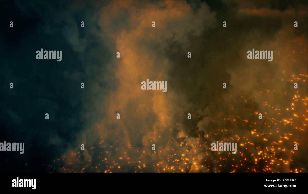 Dark war or battle actions bg with smoke sparks and fire - abstract 3D ...