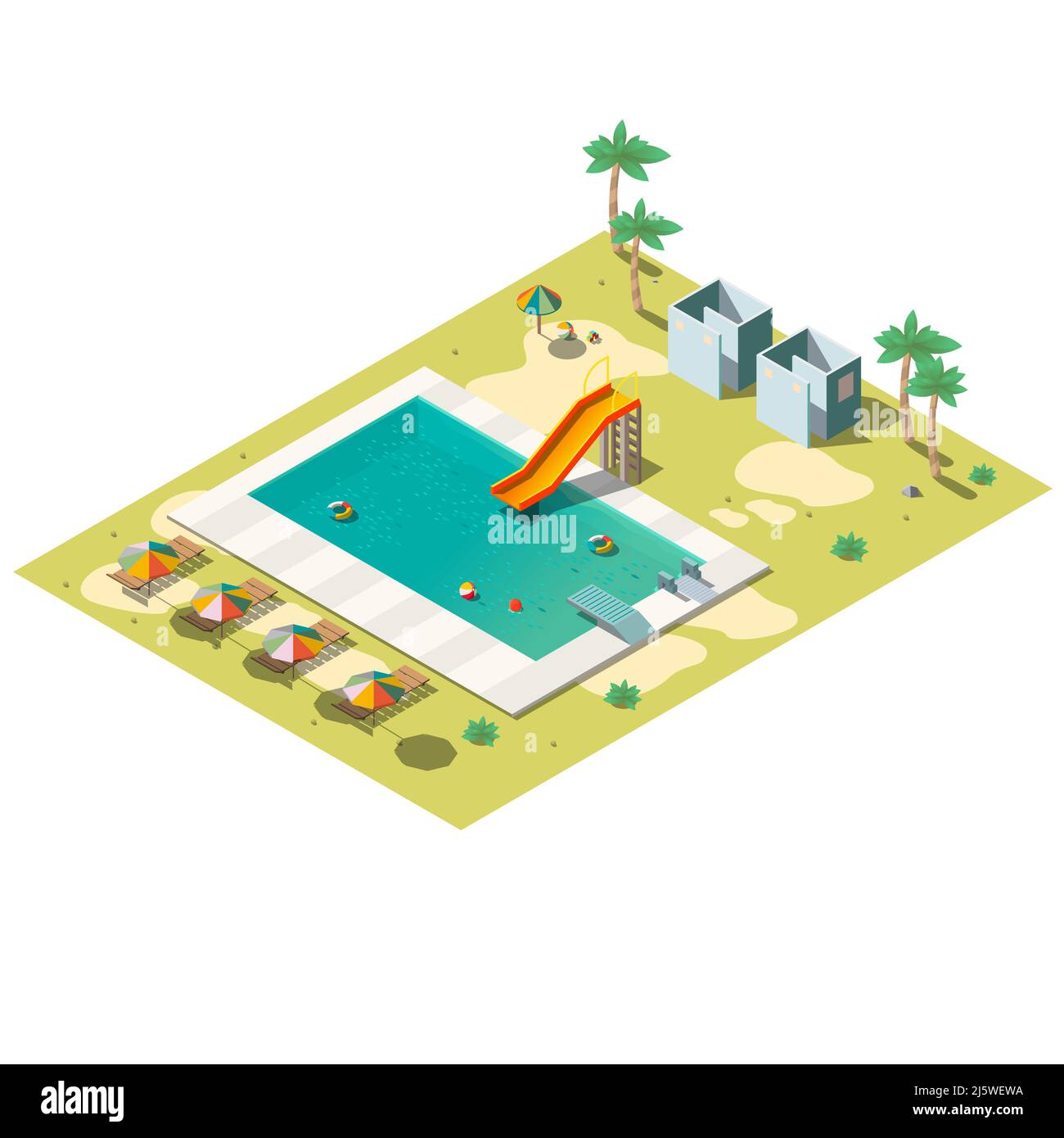 Pool chairs and umbrella Stock Vector Images - Alamy