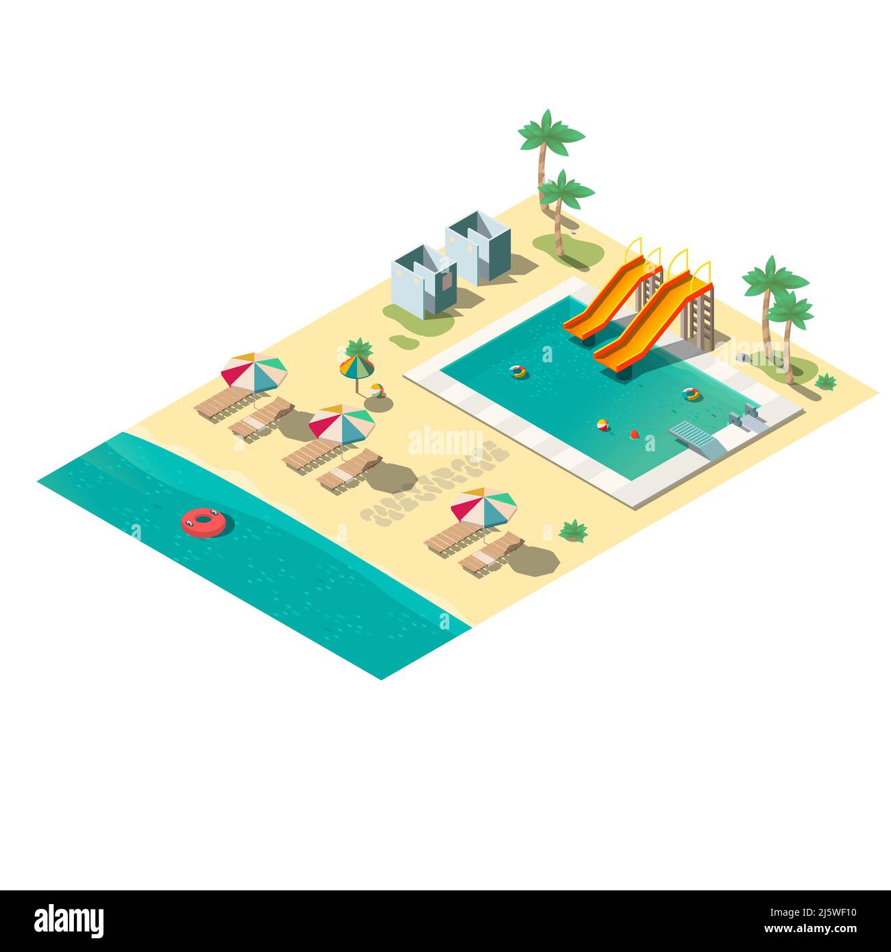 Water and lounge chairs Stock Vector Images - Alamy