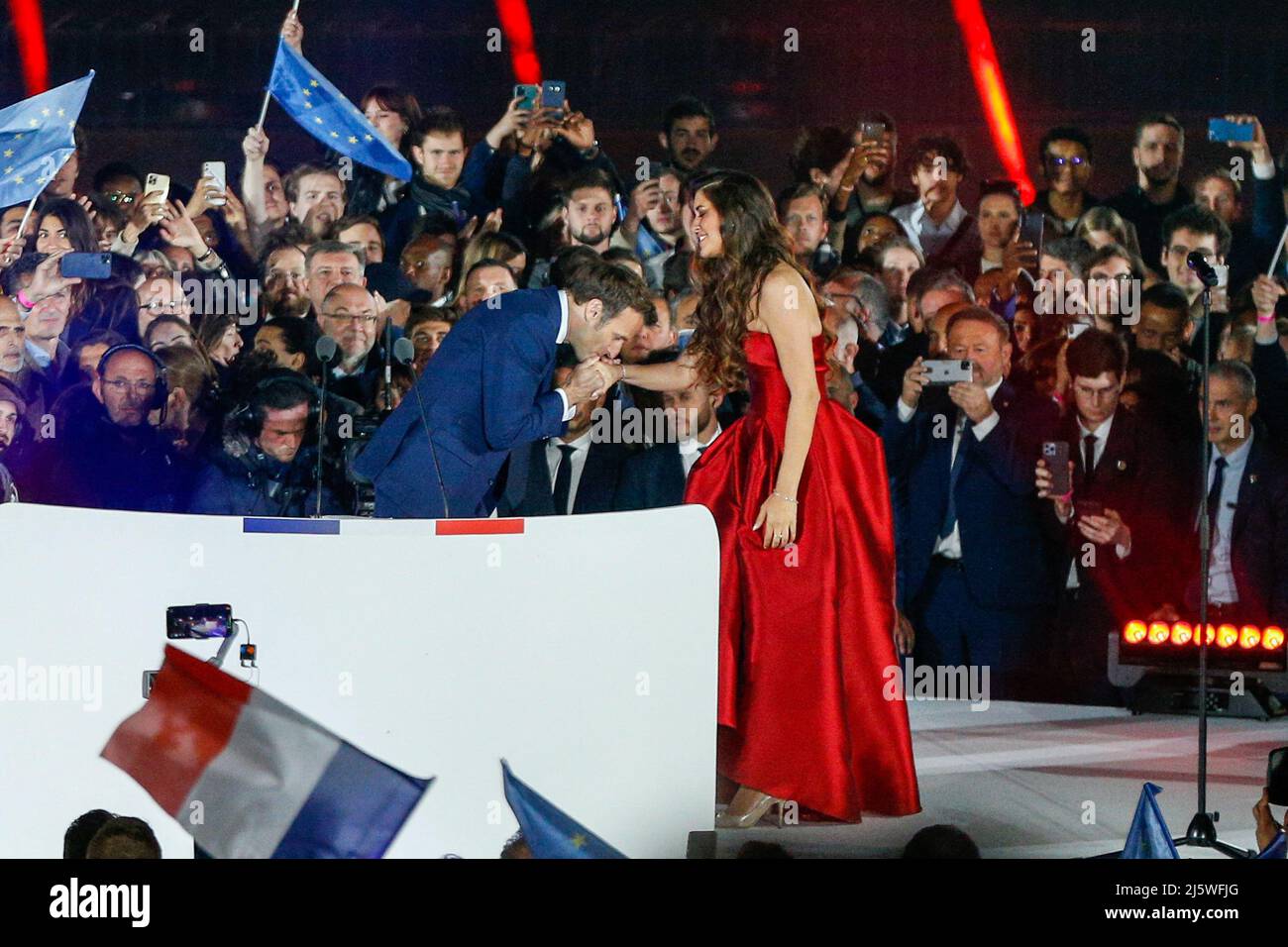 Paris, France, April 24, 2022, French President Emmanuel Macron ...