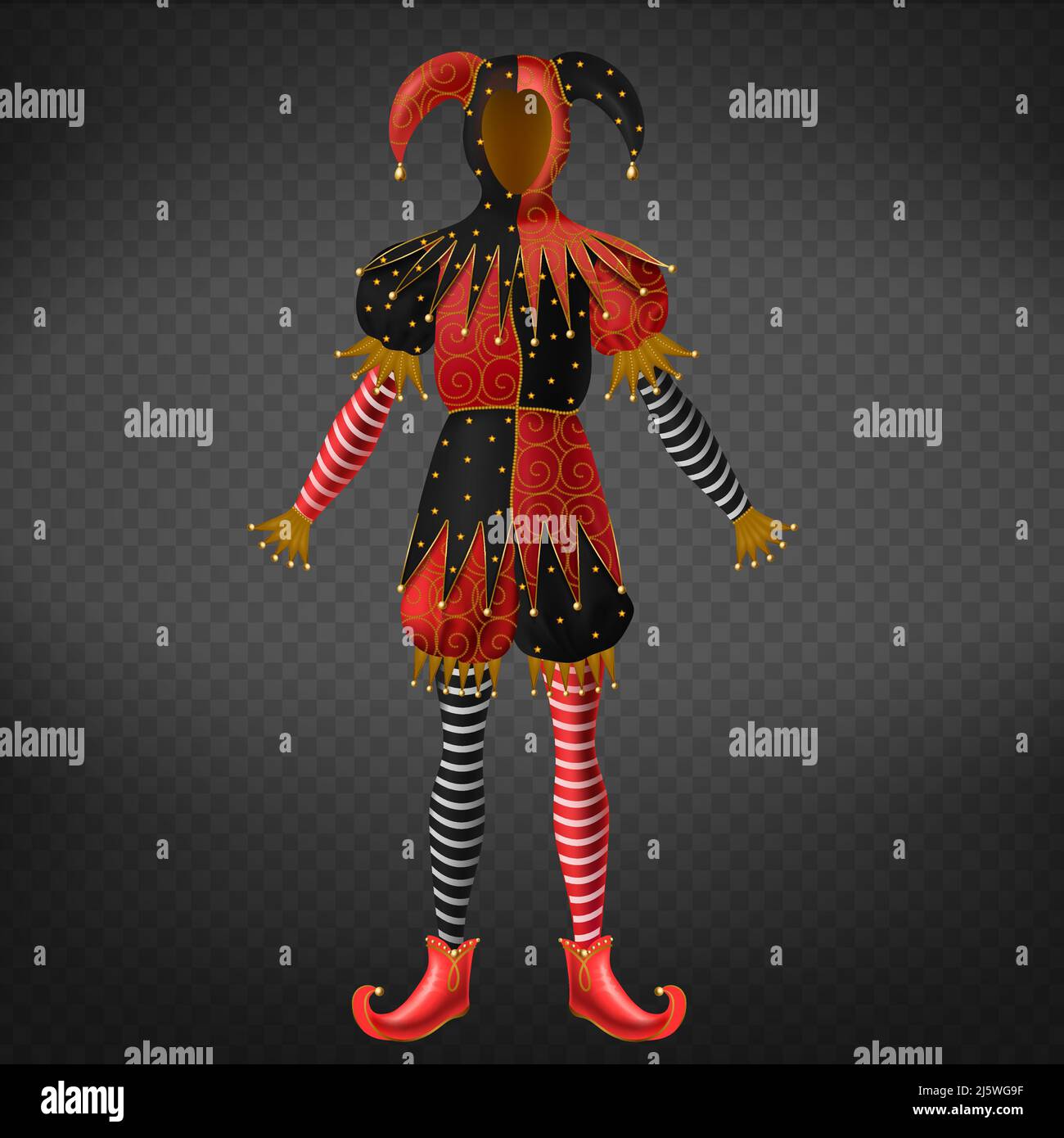 Joker or jester costume isolated on transparent background. Playing ...