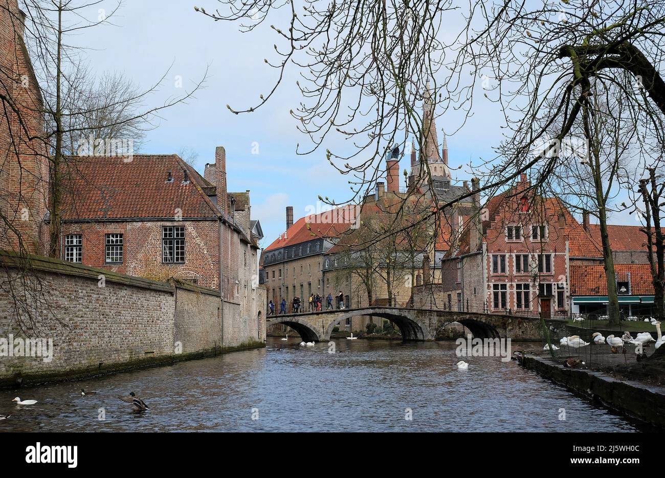 Exterior European architecture and building design along Canal boat ...