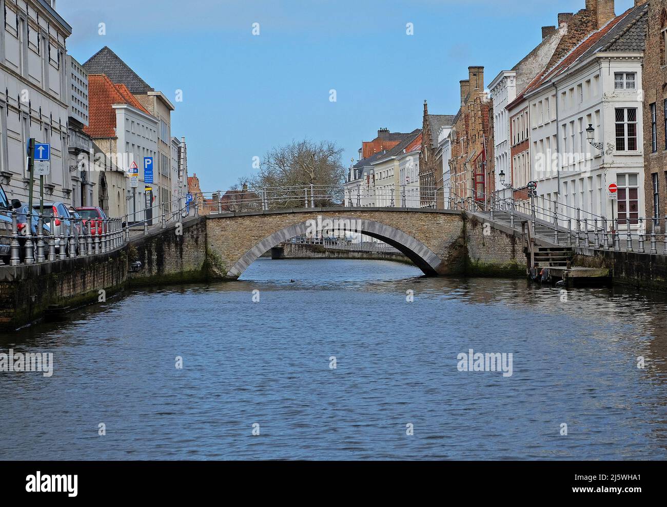 Exterior European architecture and building design along Canal boat ...
