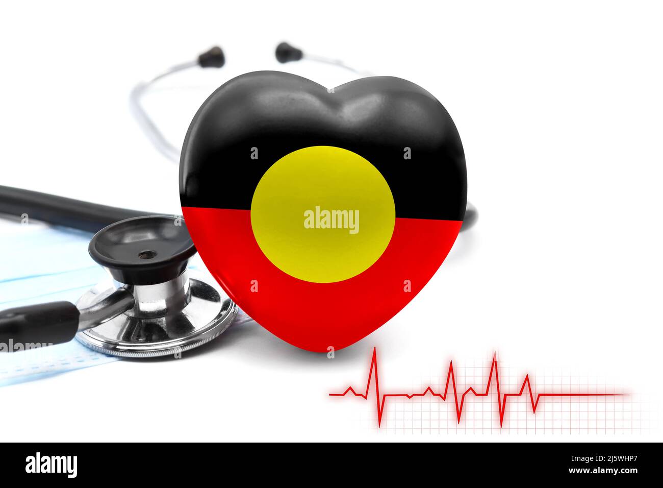 Flag of Australian Aboriginal in the form of a heart next to a ...
