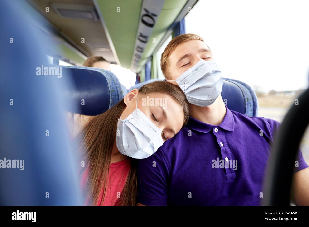 Woman sleeping bus man hi-res stock photography and images - Alamy