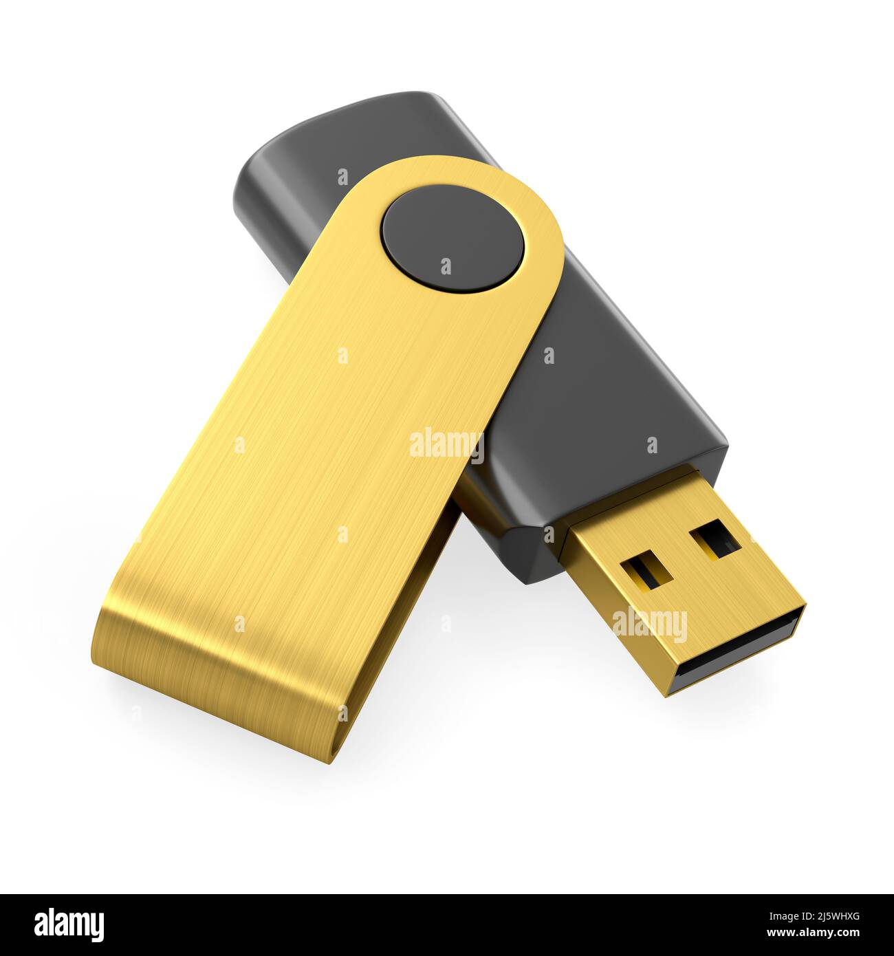 Portable USB flash drive stick for workspace isolated on white ...