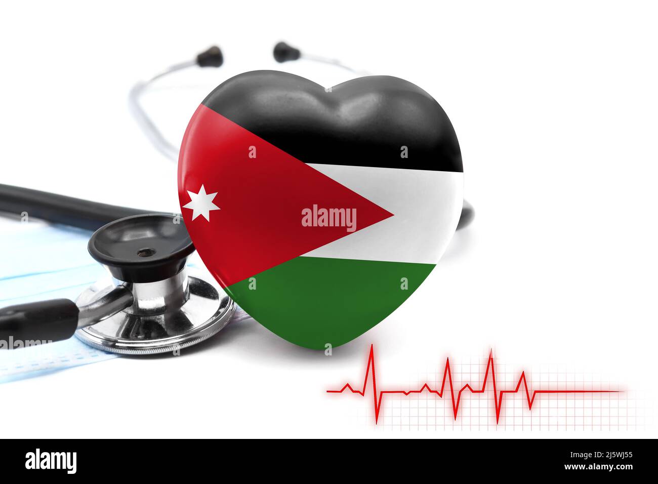 Flag of Jordan in the form of a heart next to a stethoscope, the ...
