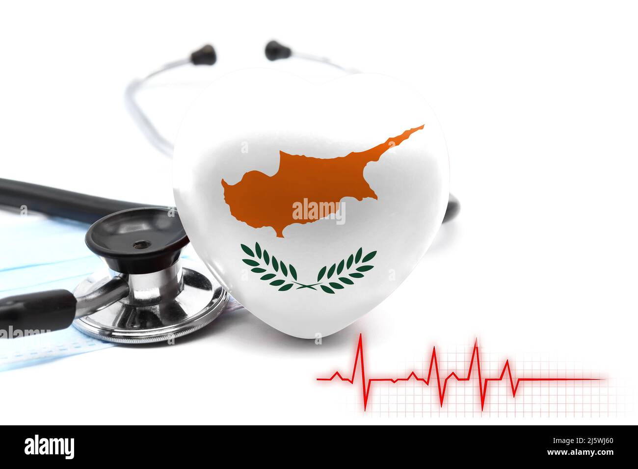 Flag of Cyprus in the form of a heart next to a stethoscope, the ...